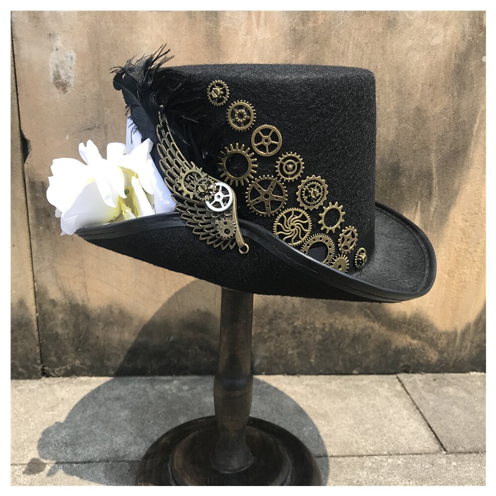 Steampunk Top Hut Mit Metall Getriebe Und Blume Fü... – Vicedeal