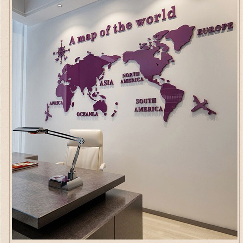 3d Large world map mirror wall stickers acrylic ho... – Vicedeal