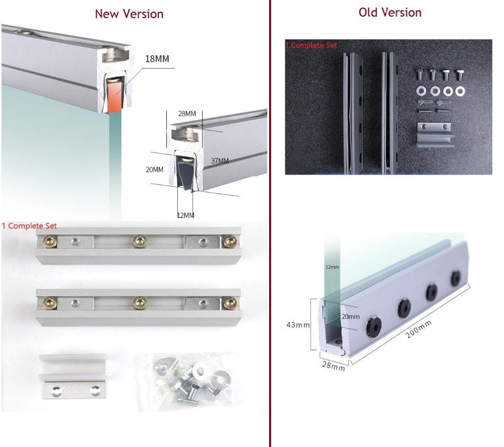 2 Clamps+1 Floor Guide 120Kg Aluminum Top Hung Gla... – Vicedeal