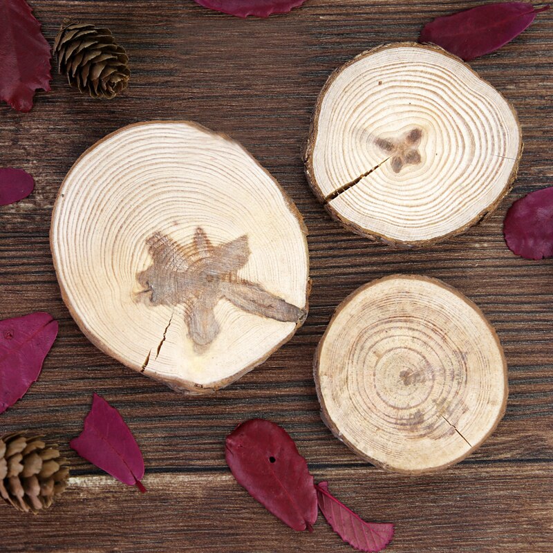 Natural round wood slices logs annual ring wood ch... – Grandado