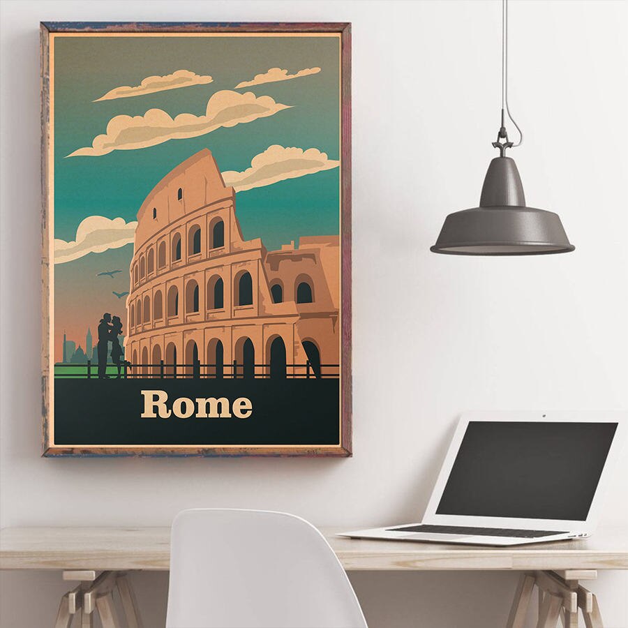 Italy Rome City Travel Poster Hand Painted Tourist... – Grandado
