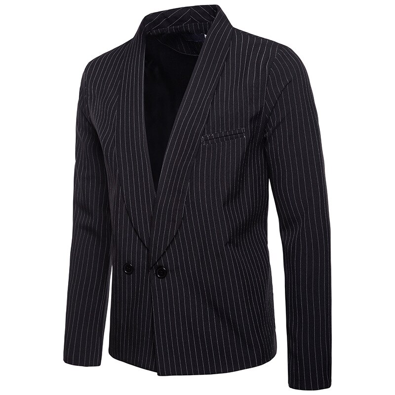 Best Man Vertical Stripes Black Casual Suits Banqu... – Grandado
