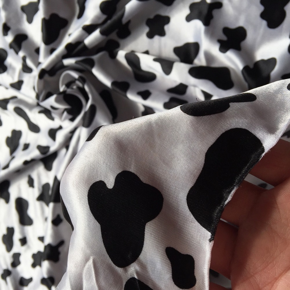 Elastic Stretch Cow Printed Satin Fabric 120cm Wid... – Grandado