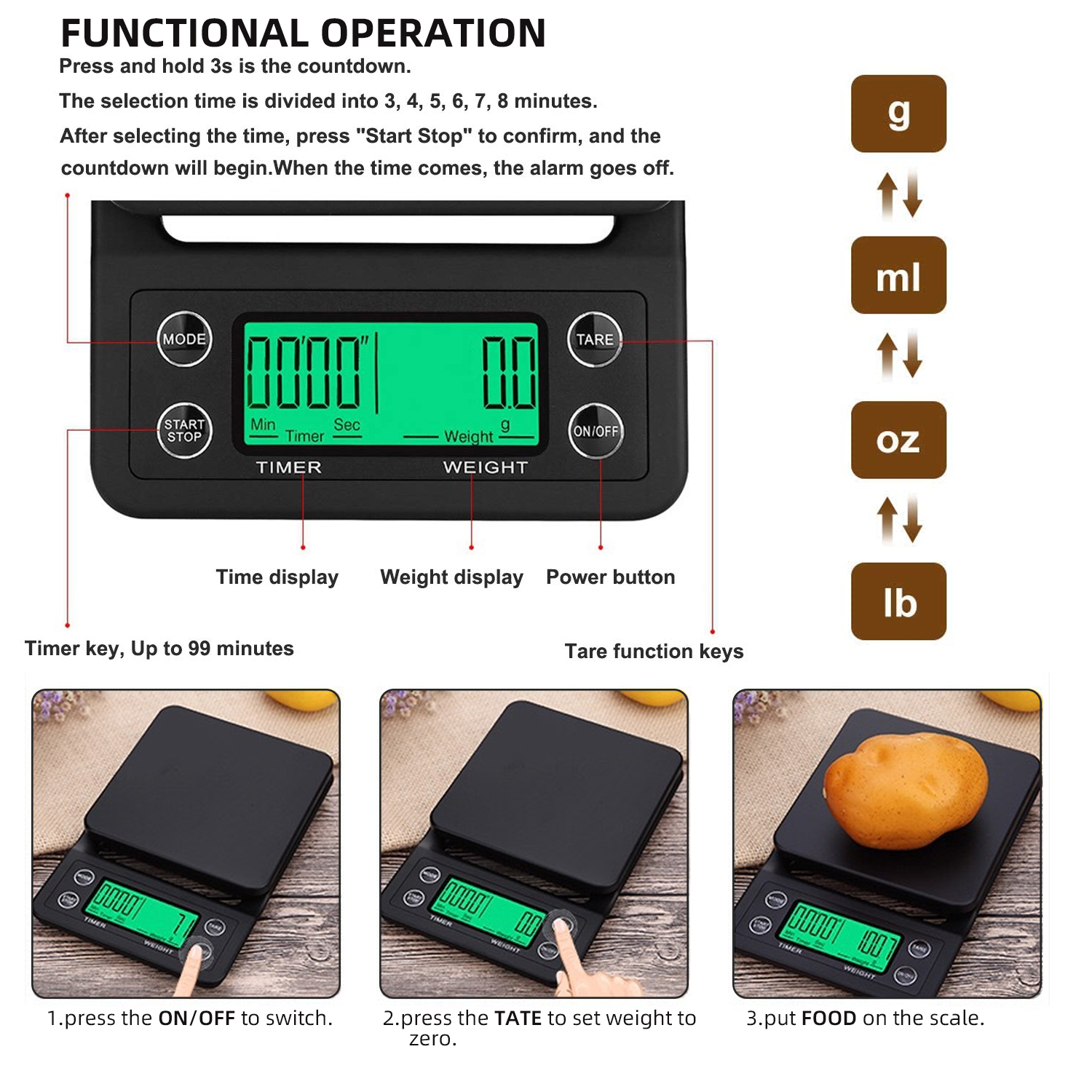 Coffee Weighing Drip Coffee Scale with Timer Digit... – Grandado