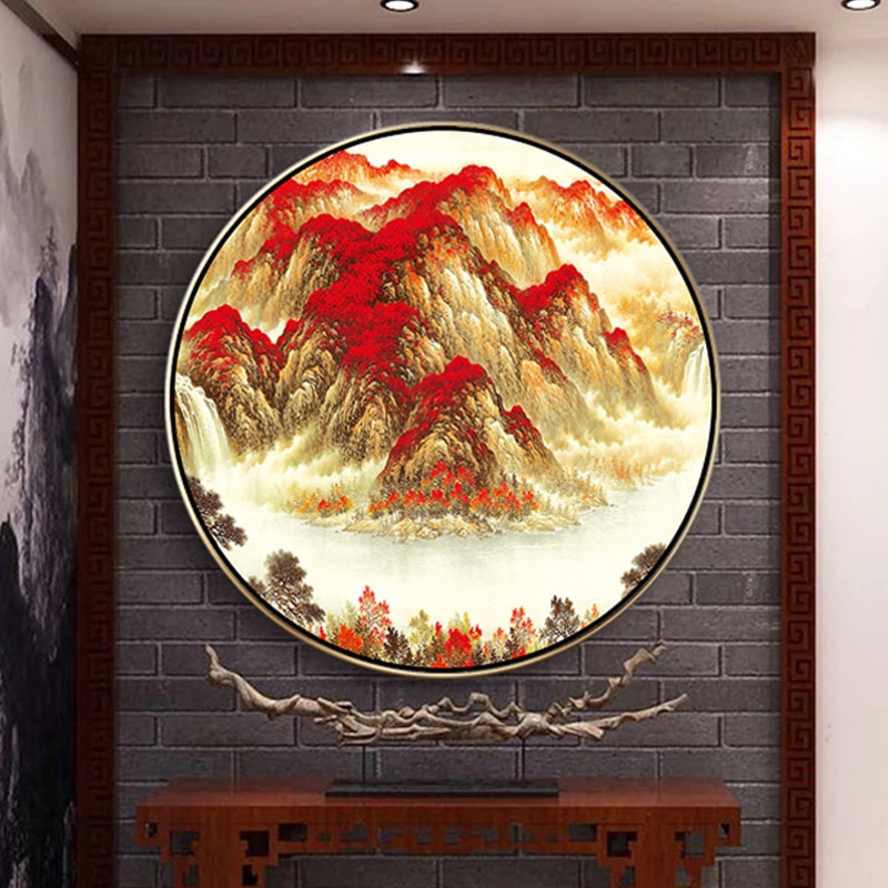 Needlework Chinese Landscape painting Printed Cros... – Grandado