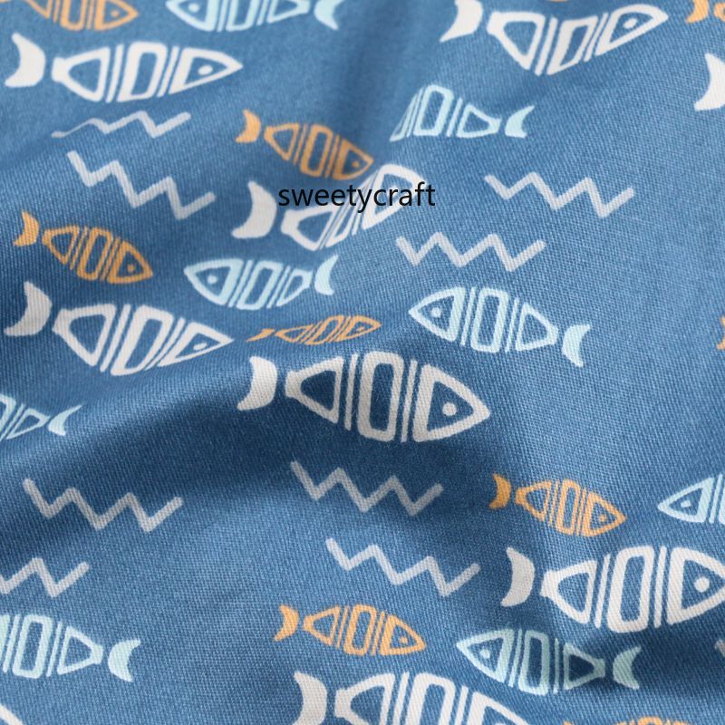 160x50cm Cartoon Fish print 100% cotton fabric by ... – Grandado