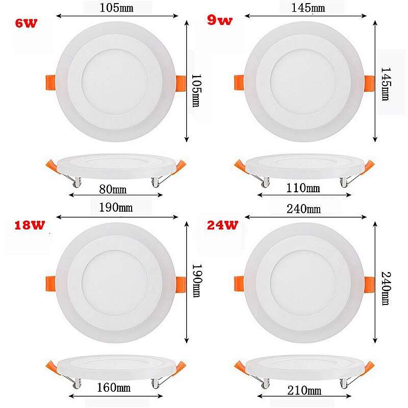 LED Double Color Panel Light 6W 9W 18W 24W Round L... – Grandado