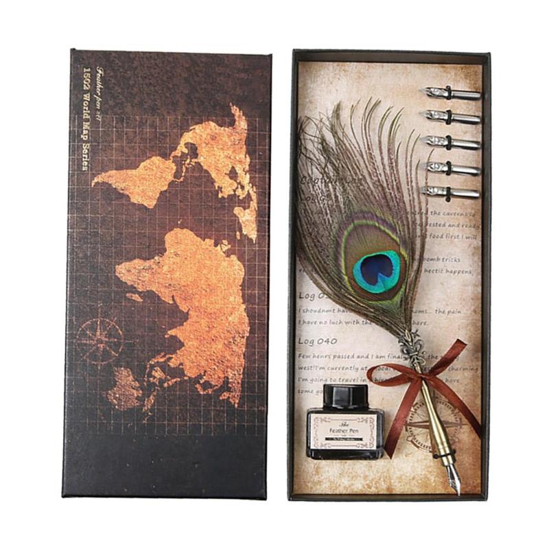 1set Retro Vintage Calligraphy Feather Dip Pen Wri... – Vicedeal