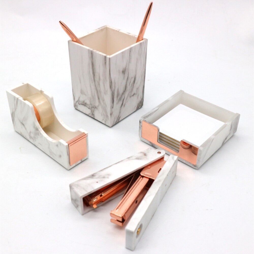 4pcs Office Stationery Set Marble Print Desk Pen P... – Grandado