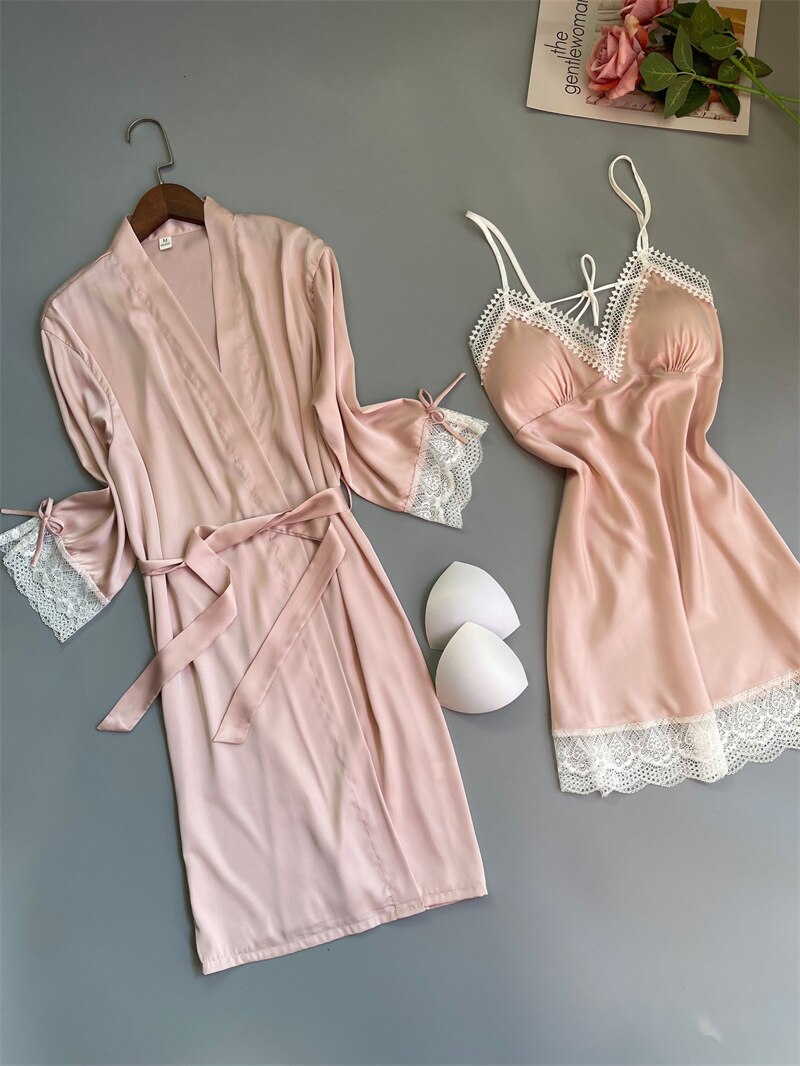 Female 2022 Robe Gown Sets Sexy Sleepwear Lingerie... – Grandado