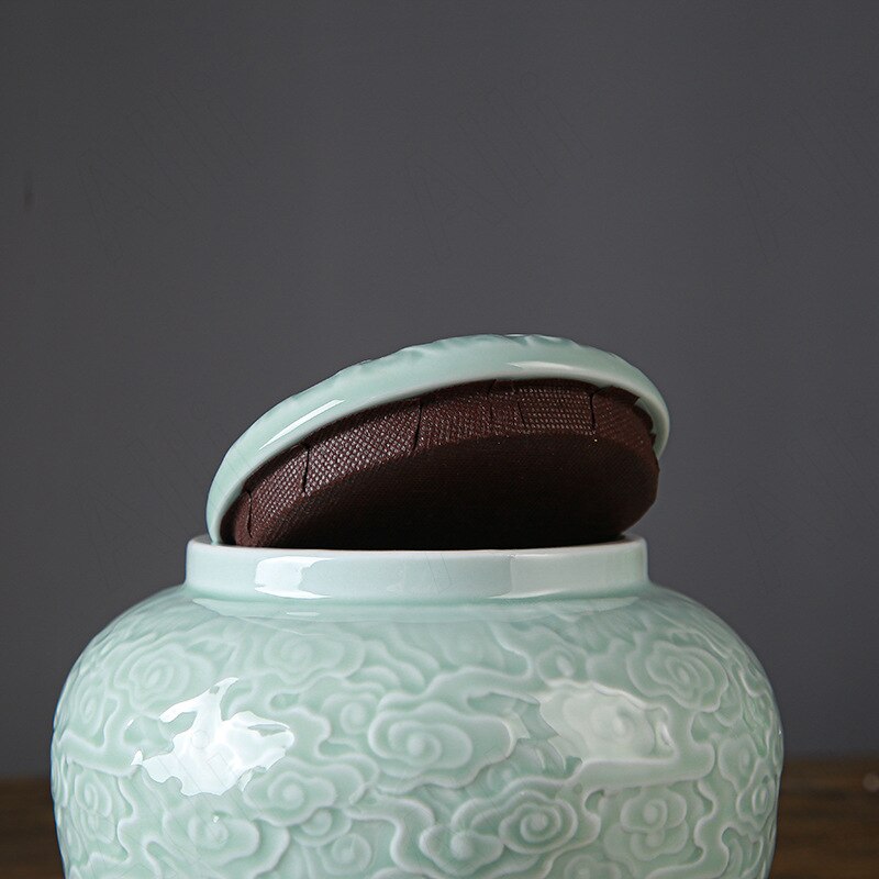 Modern Ceramic Storage Jar Cloud Relief Living Roo... – Grandado