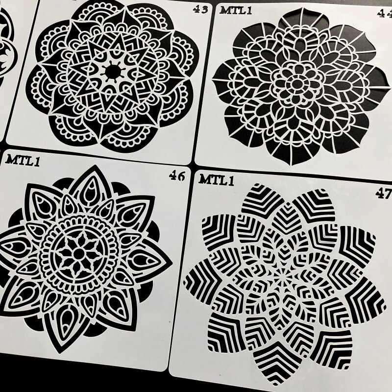 Painting Stencils 16 Sheets/set Large Mandala Tile... – Vicedeal