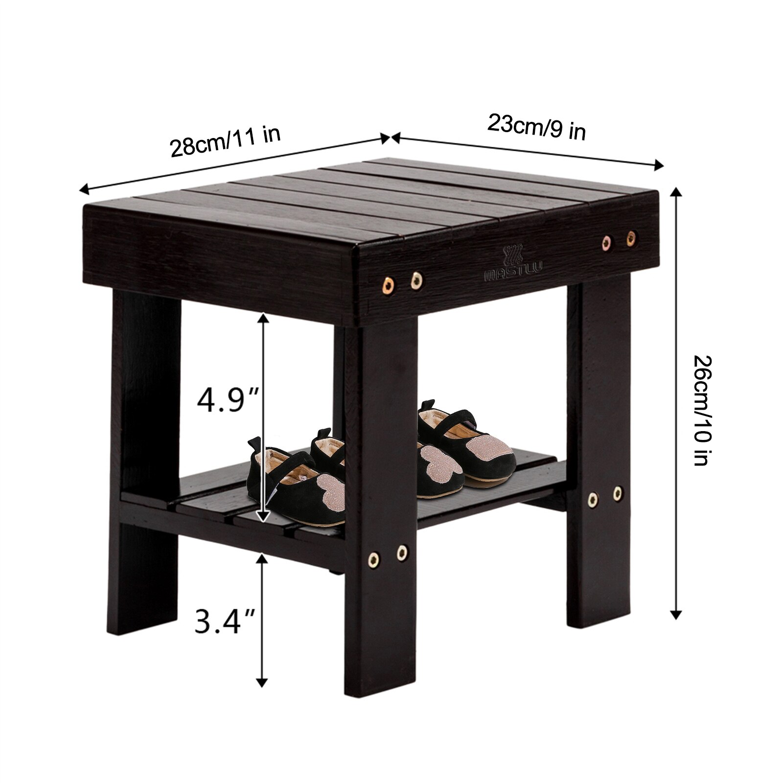 2 Layer Bamboo Wood Bench Low Stool for Living Roo... – Grandado
