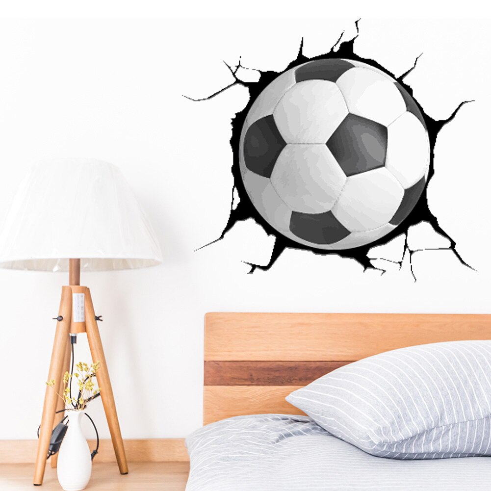 3D Football Broken Window Sticker Sports Home Deco... – Grandado