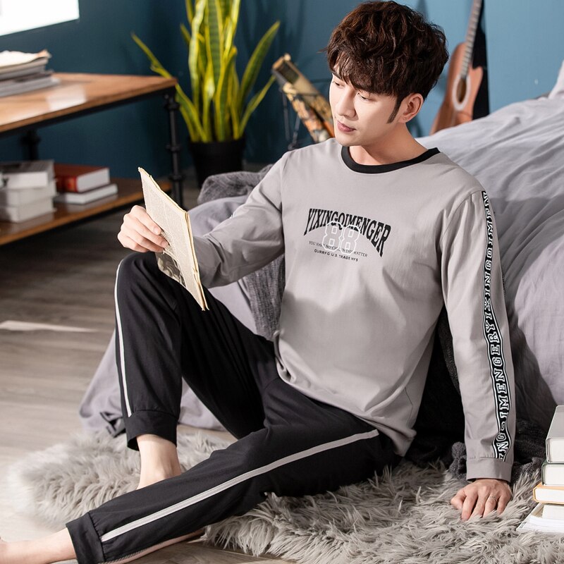 Xizou Mannen Pyjama Set 100% Katoen Lente Mannen P... – Grandado