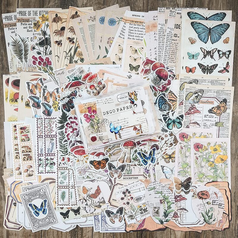 Vintage Scrapbook Supplies Pack (200 Pcs) for Art ... – Vicedeal