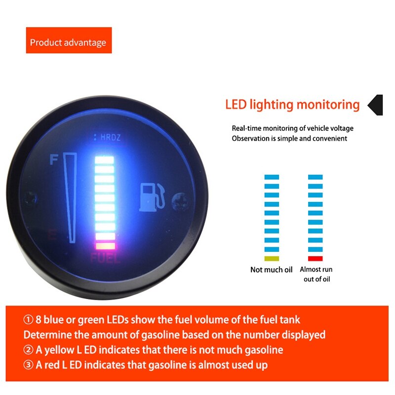 Universal Car Motor 52mm Fuel Meter LED Digital Display 12V Digital ...