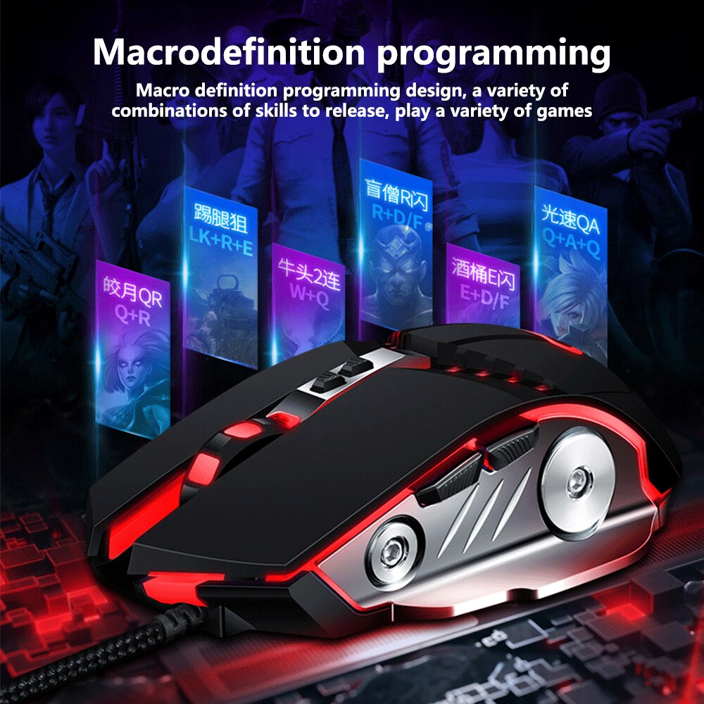 Gaming Mouse Mechanical Feel Adjustable 3200DPI LE... – Grandado