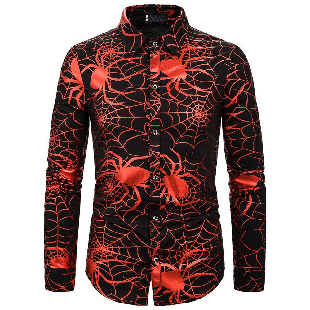 Men Halloween 3D Spider Print Shirt Male Slim Fit ... – Vicedeal