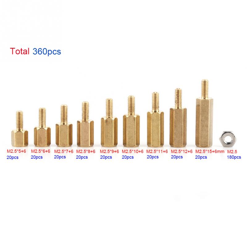 360pcs M2.5 Brass Male-Female Standoff Stainless S... – Grandado