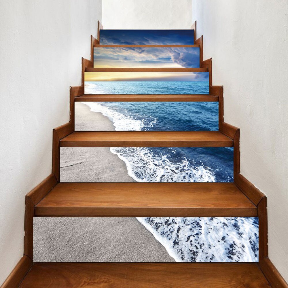 3D Stairs Sticker Beach Scenery Decals Innovative ... – Grandado