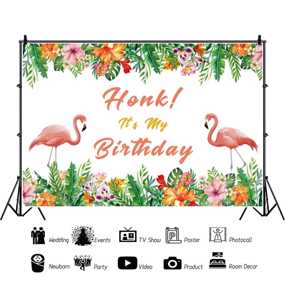 Flamingo Seaside Photography Backdrops Happy Birth... – Grandado