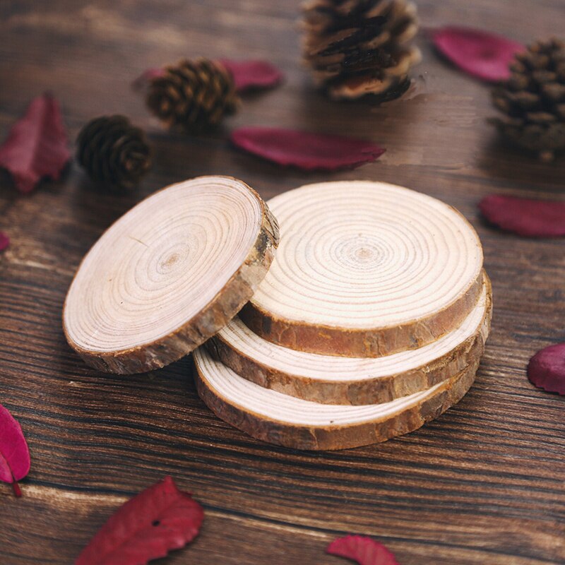 Natural round wood slices logs annual ring wood ch... – Grandado