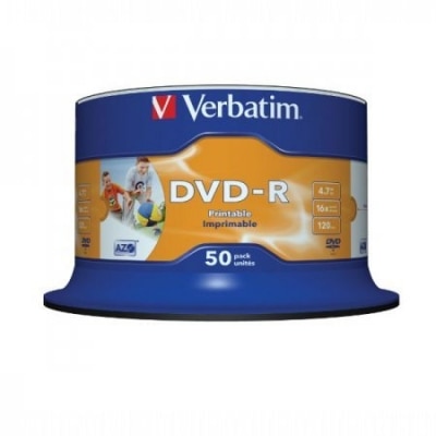 DVD-R 16x Verbatim Printable WIDE NO ID Tarrina 50... – Grandado