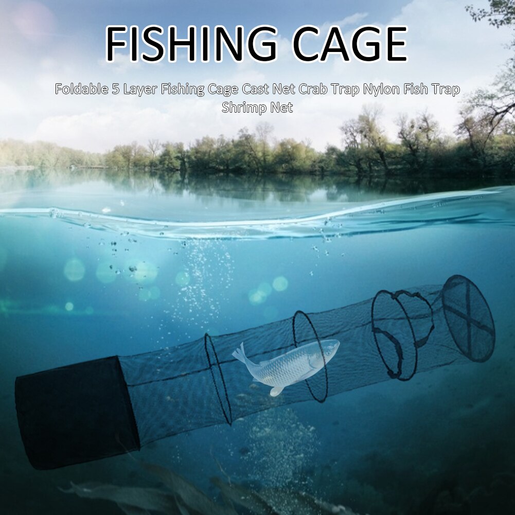 5 Layers Fishing Net Cage Utility Folding Fish Car... – Grandado
