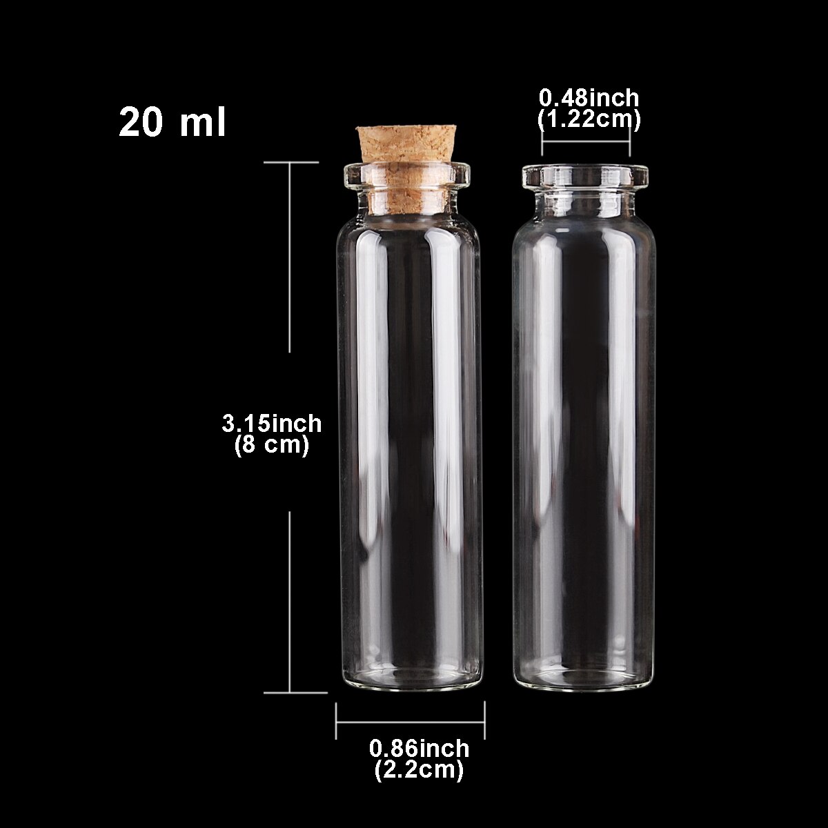 50 pieces Diameter 22mm Glass Bottles with Cork St... – Vicedeal