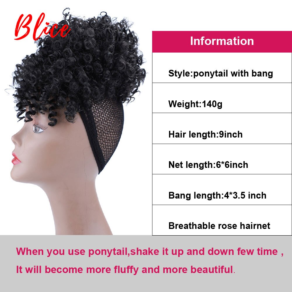 Blice – postiche synthétique Afro courte, crépue et bouclée, queue de ...