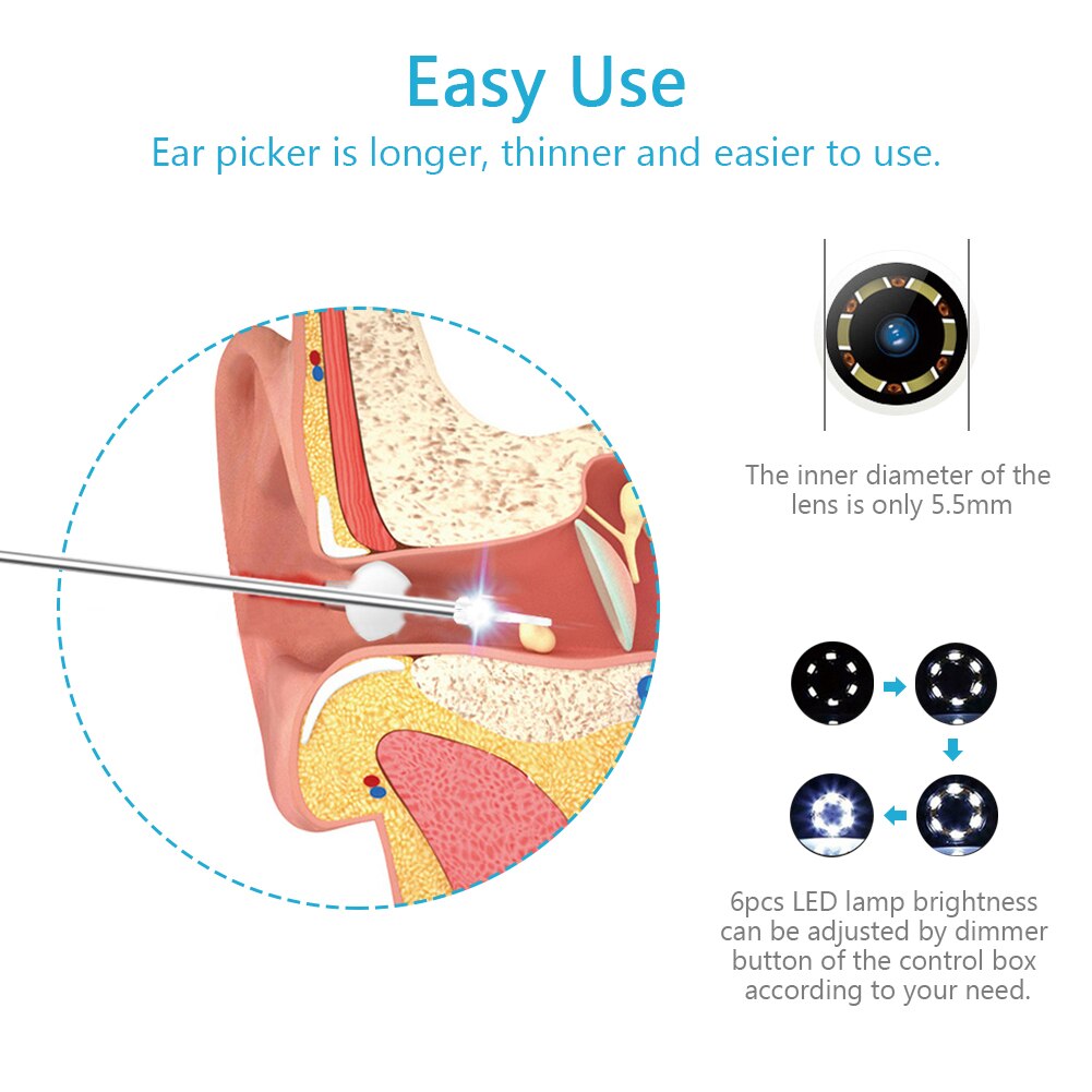 0.22inch Ear Cleaner 6 LED Lights Mini HD Inspecti... – Grandado