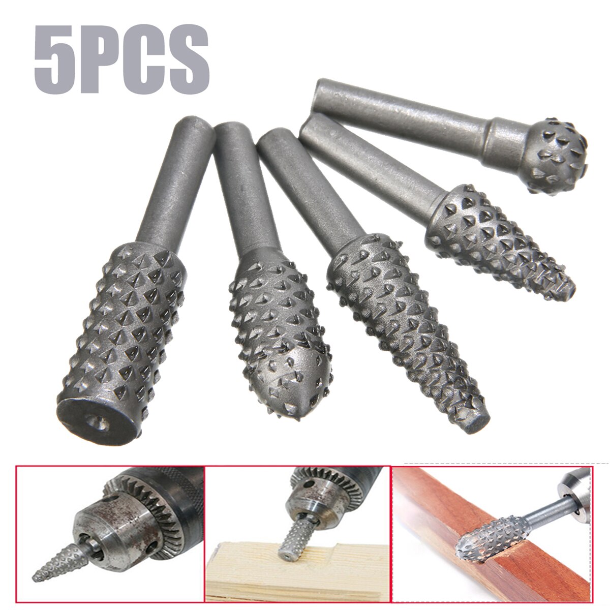 5pcs Steel Rotary Rasp File 1/4" Shank Rotary... – Vicedeal