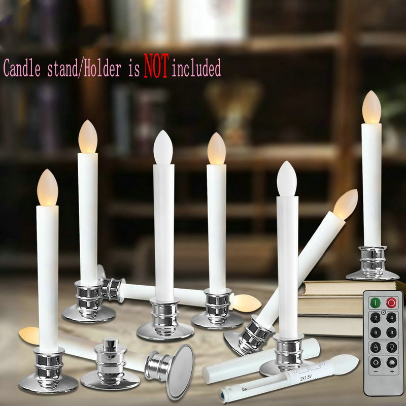 10Pcs Flameless Led Taper candle lamp 10key remote... – Grandado