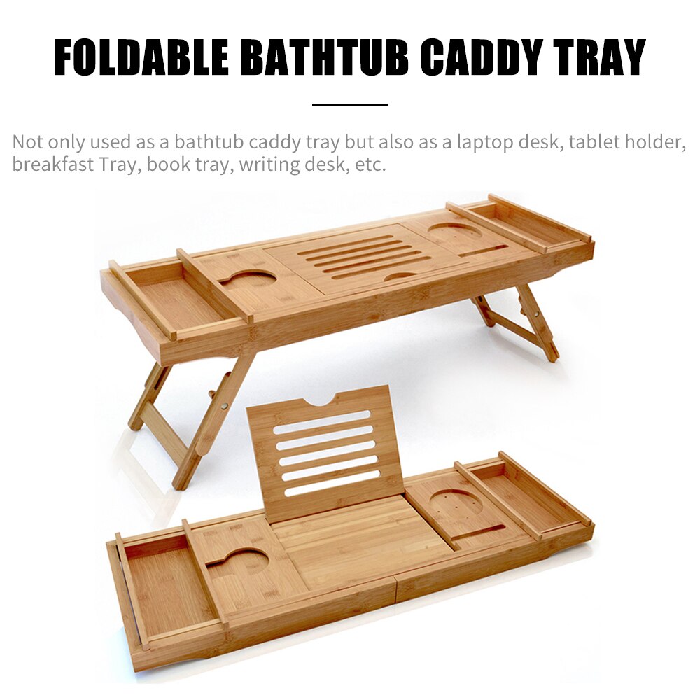 Uttrekkbar bambus badekar brett spa badekar caddie... – Grandado