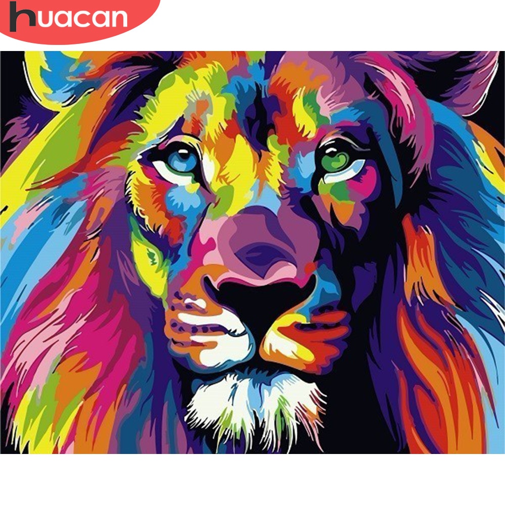 HUACAN Painting By Numbers Lion Animals Drawing Ca... – Vicedeal