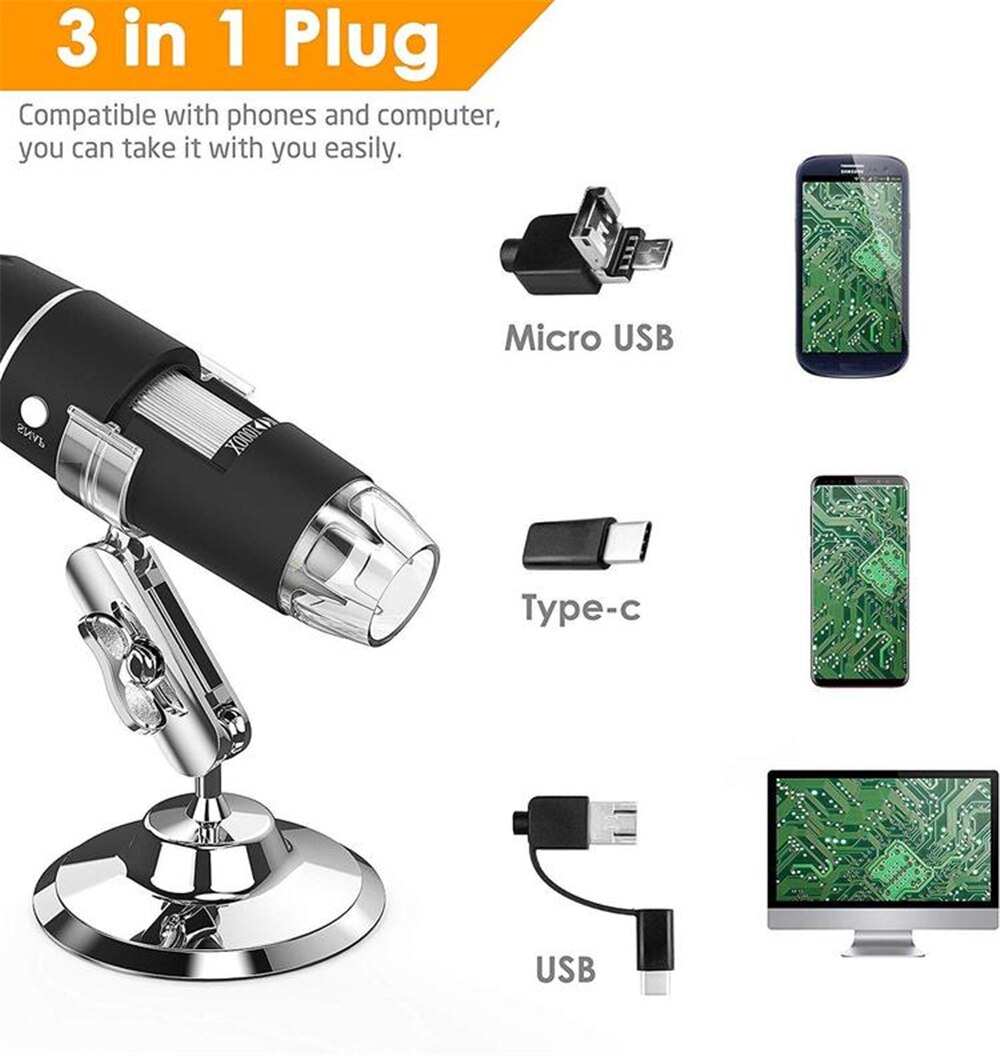 1000x 3 em 1 usb 8led microscópio portátil handhel... – Grandado