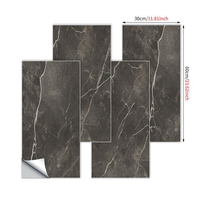 30x60cm Black Marble Wall Stickers Self-Adhesive D... – Grandado