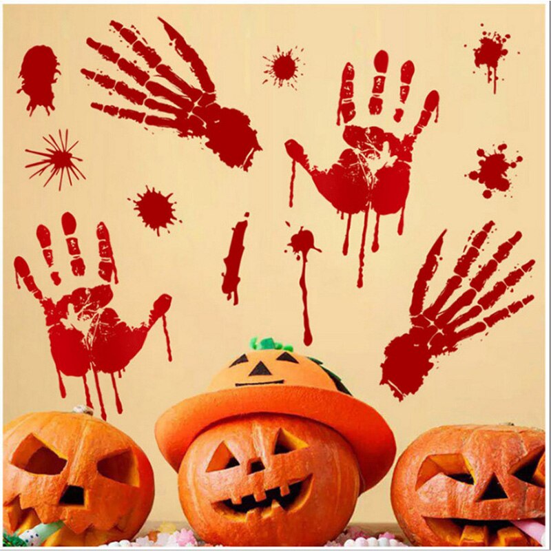Halloween Wallpaper Blood Palm Handprint Wall Stic... – Grandado