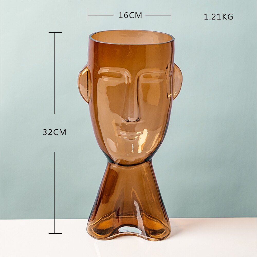 Abstract Human Face Vase Transparent Glass Flower ... – Vicedeal