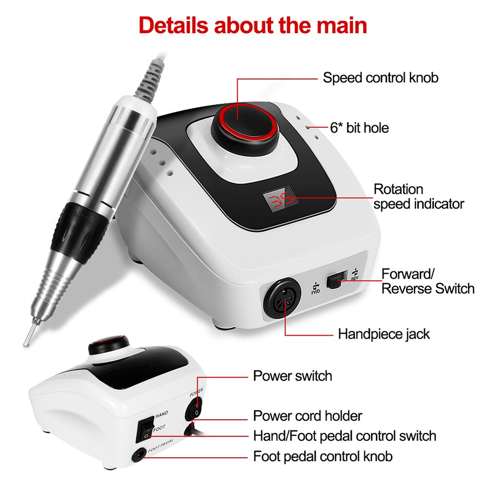 35000RPM Electric Nail Drill Manicure Manicure Ped... – Vicedeal