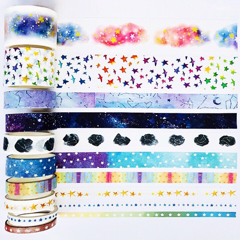 10 Rolls /Box Watercolored Starry Night Sky Washi ... – Vicedeal