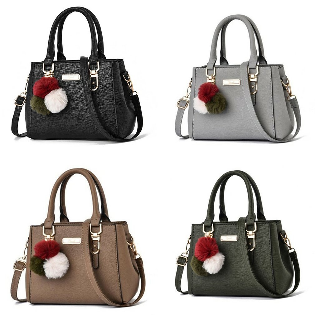 Ladies Bag Plush Ball Pendant Bag Pattern Contrast... – Vicedeal