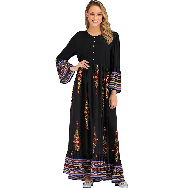 Plus Size Floral Abaya Robe Dubai Turkey Islam Ara... – Vicedeal