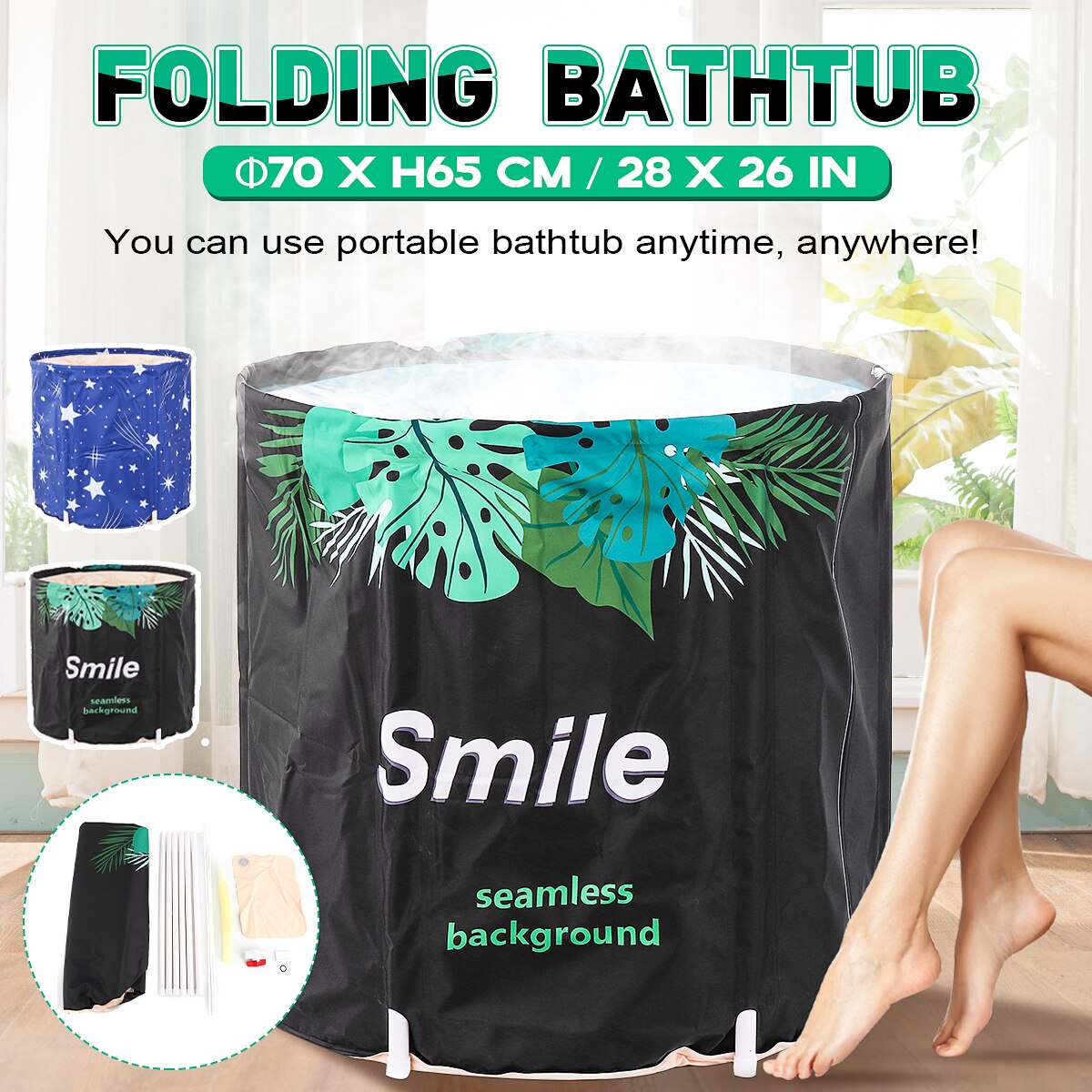 Bath Sauna Portable Bathtub Foldable Free Standing... – Vicedeal