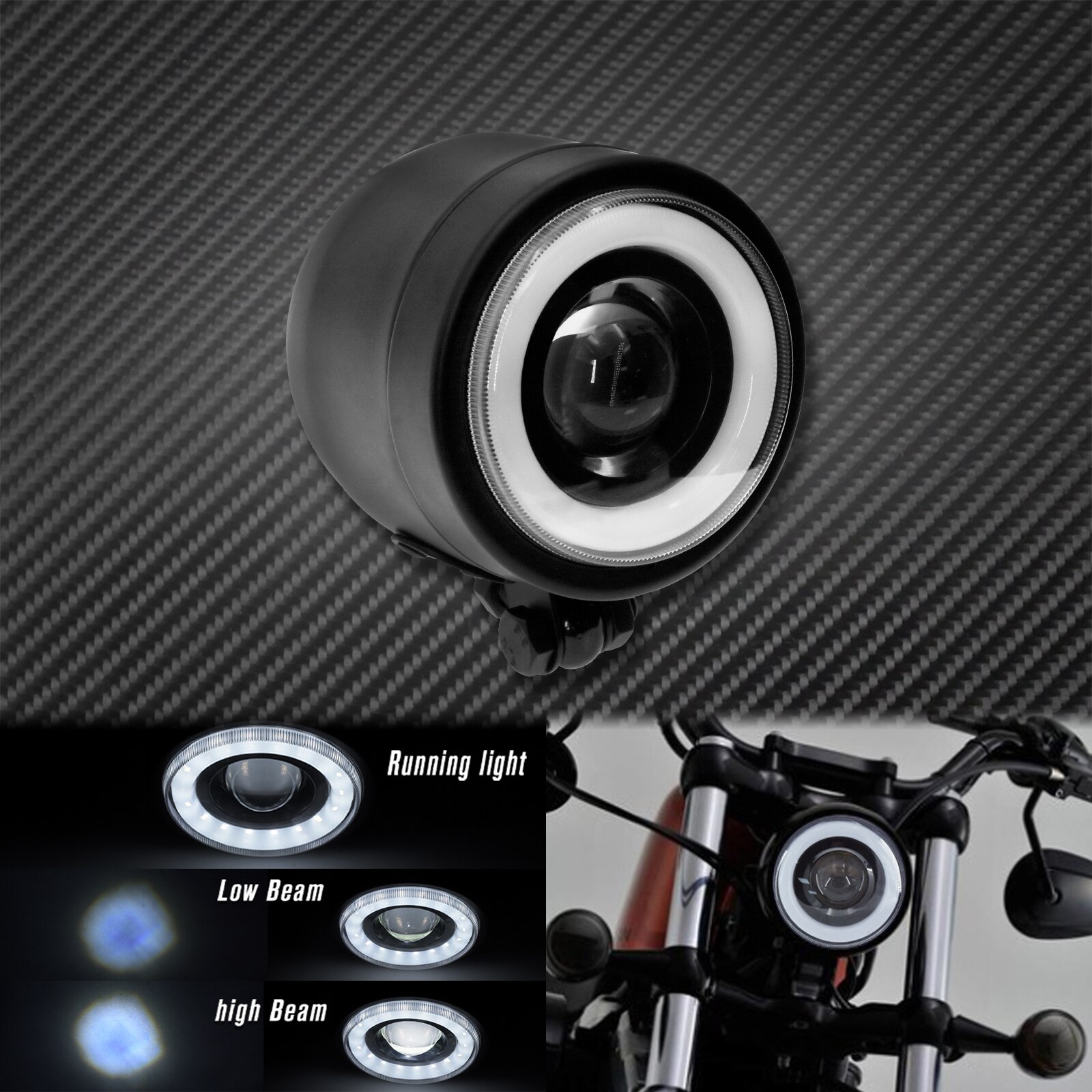 Faro LED blanco para motocicleta, lámpara de cabez... – Grandado