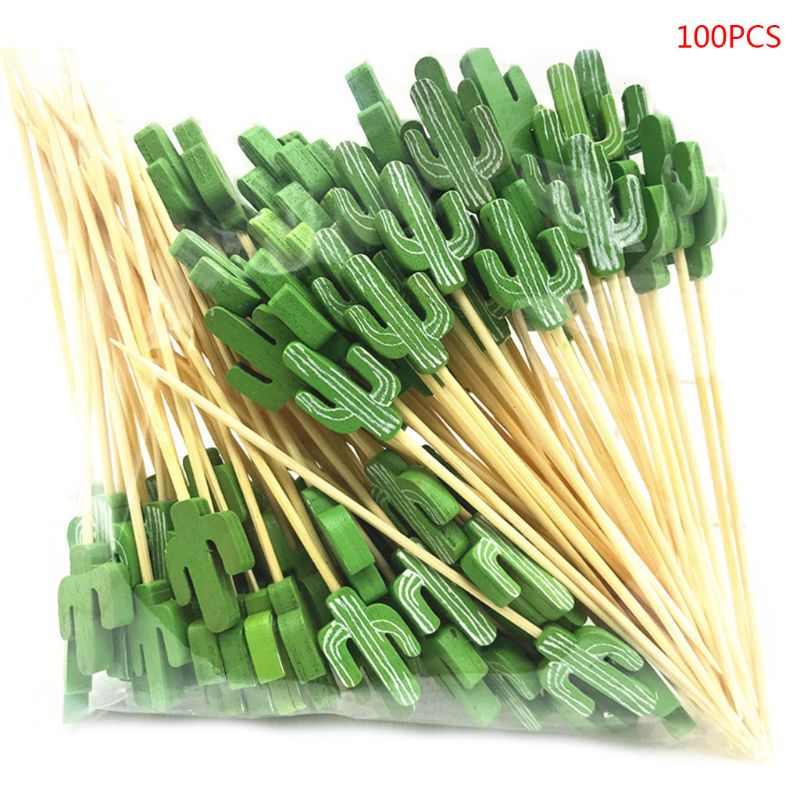 100 Pcs Disposable Bamboo picks Food Fruit Cocktai... – Grandado