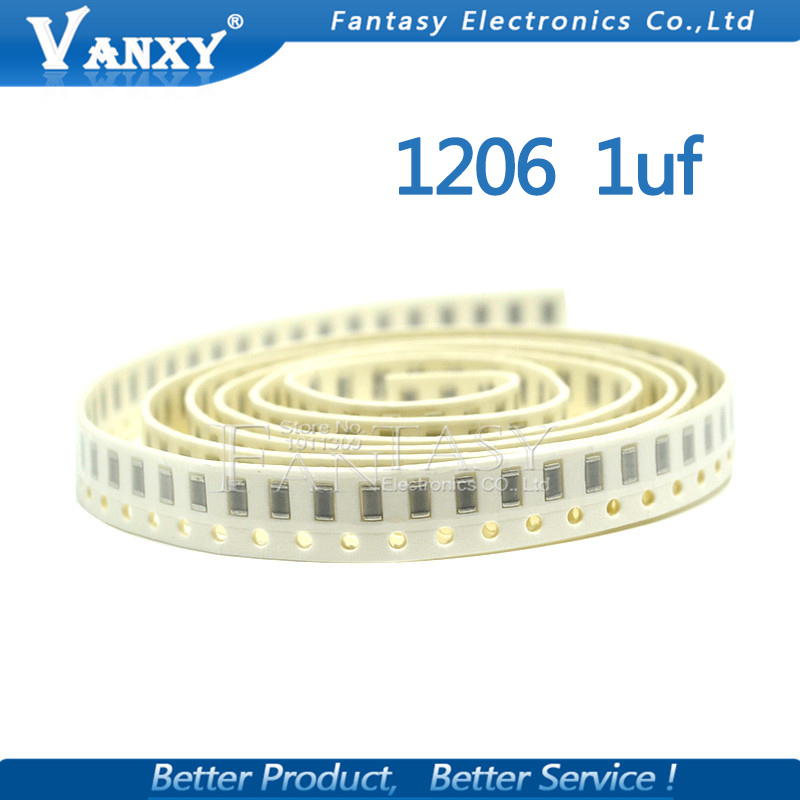 100pcs 1uF X5R Error 10% 25V 1206 105 smd capacito... – Grandado