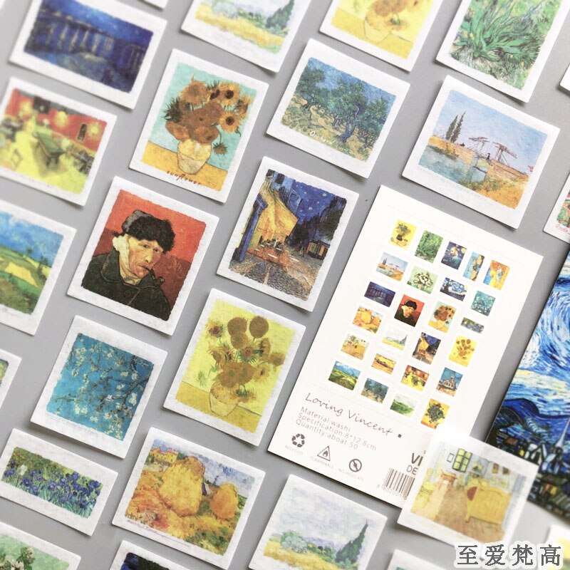 50pcs/set Van Gogh Monet Bullet Journal Decorative... – Grandado