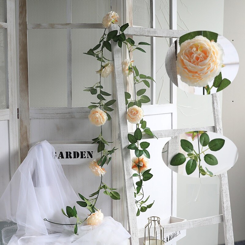 Pink Silk Peony Rose Flower Rattan Artificial Ivy ... – Vicedeal